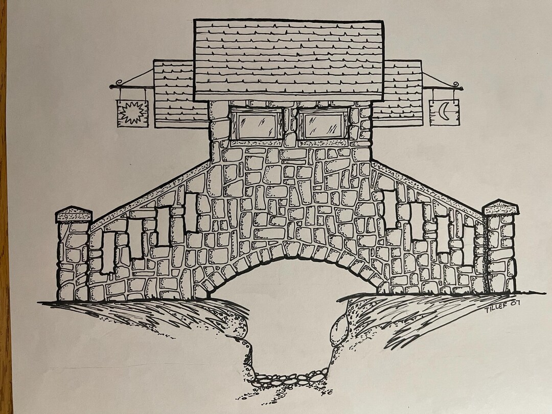 Pen and Ink Drawing - His-hers Bridge Outhouse - Etsy