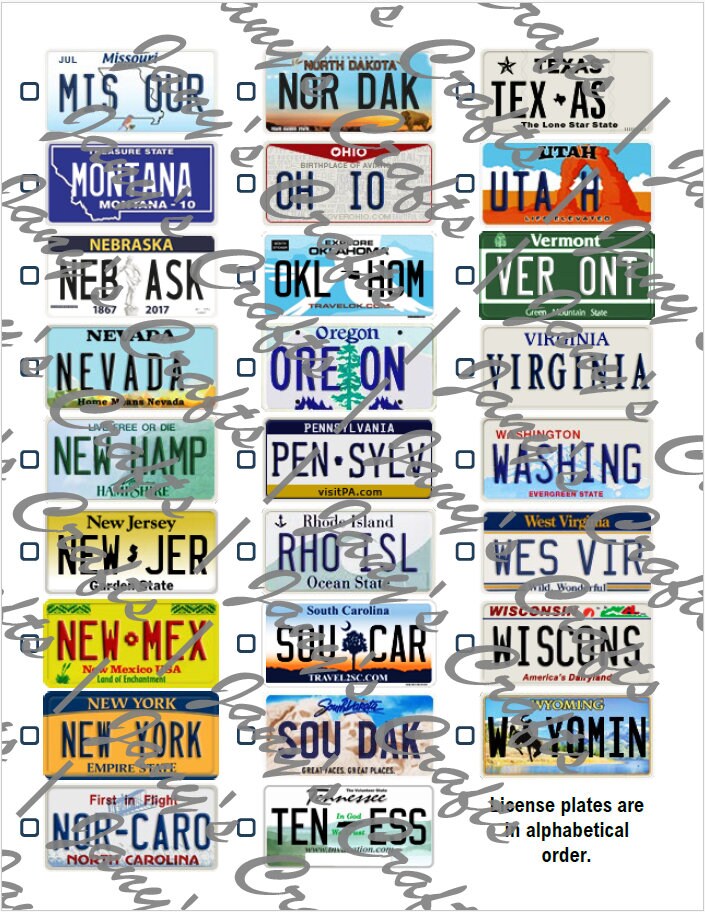 US License Plates Scavenger Hunt - Etsy