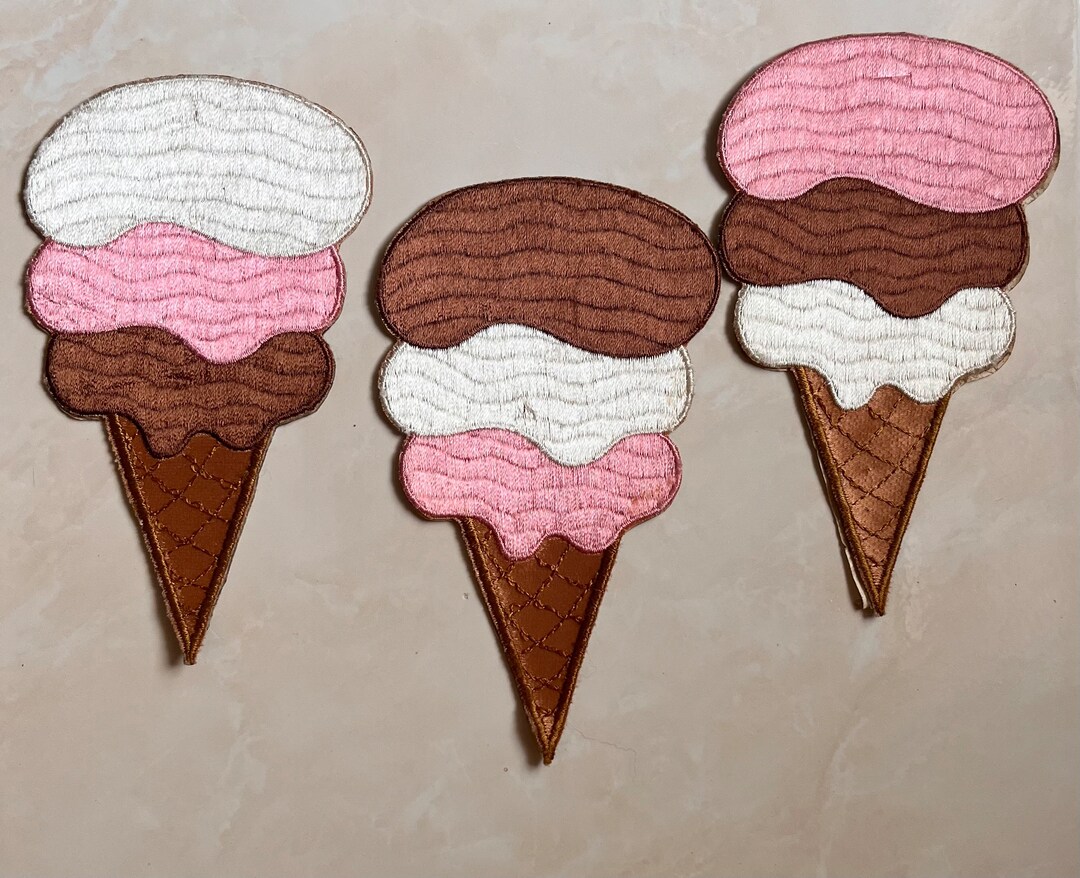 Vintage 1970s Triple Ice Cream Cone Self Sticking Sewable Patches Set ...