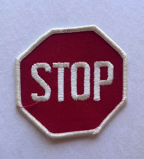 Vintage 1970’s • STOP Sign • Embroidered Patch • NOS - Gem