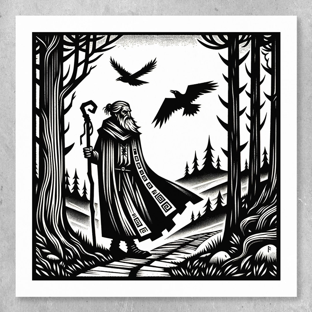 ODIN THE WANDERER Illustration Art Print 30cm X 30cm - Etsy