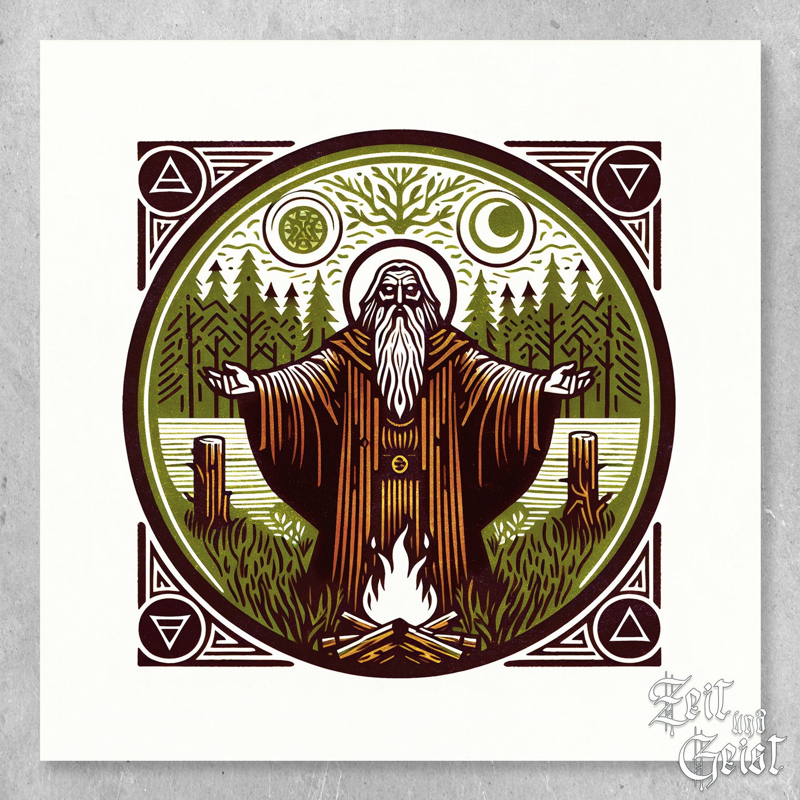 THE DRUID & the Elements - Illustration Art Print (30cm X 30cm) - Etsy