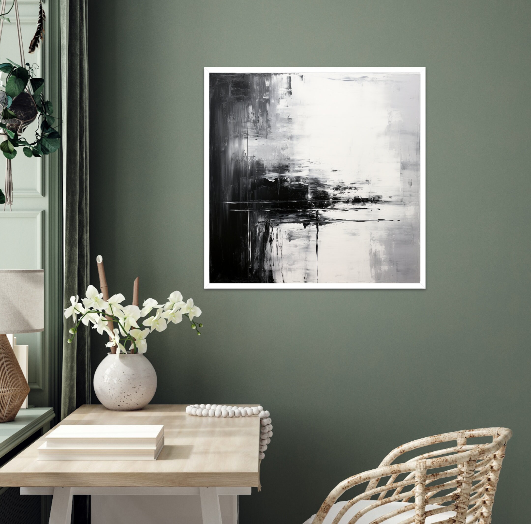 Monochrome Elegance Abstract Black and White Canvas Art Sophisticated ...