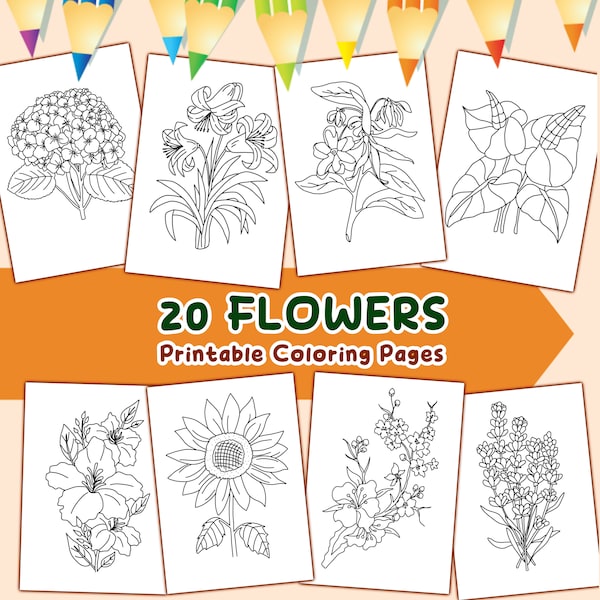 Flower Colouring - Etsy