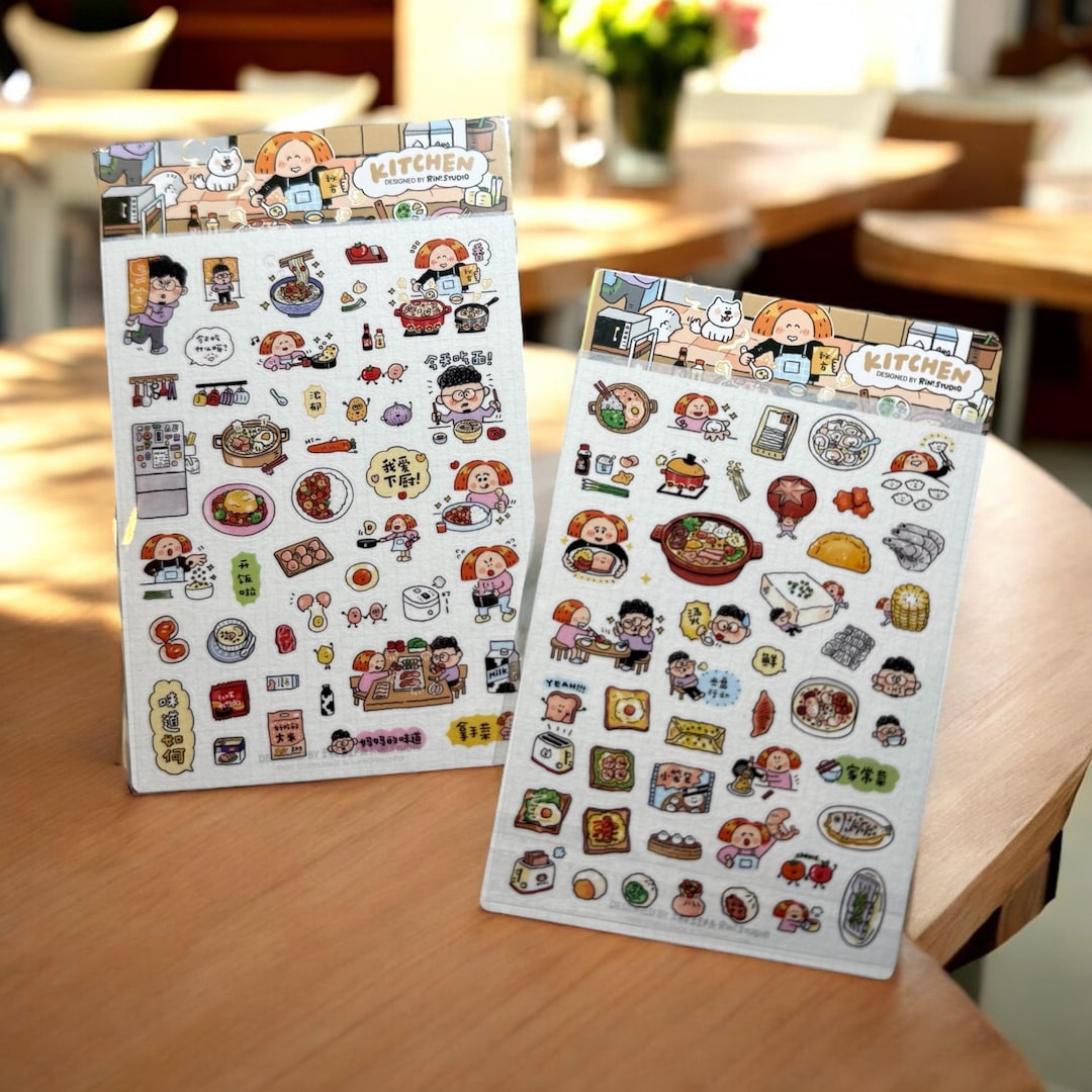 Food Stickers, Kitchen Stickers, Cooking at Home Stickers, Kawaii ...