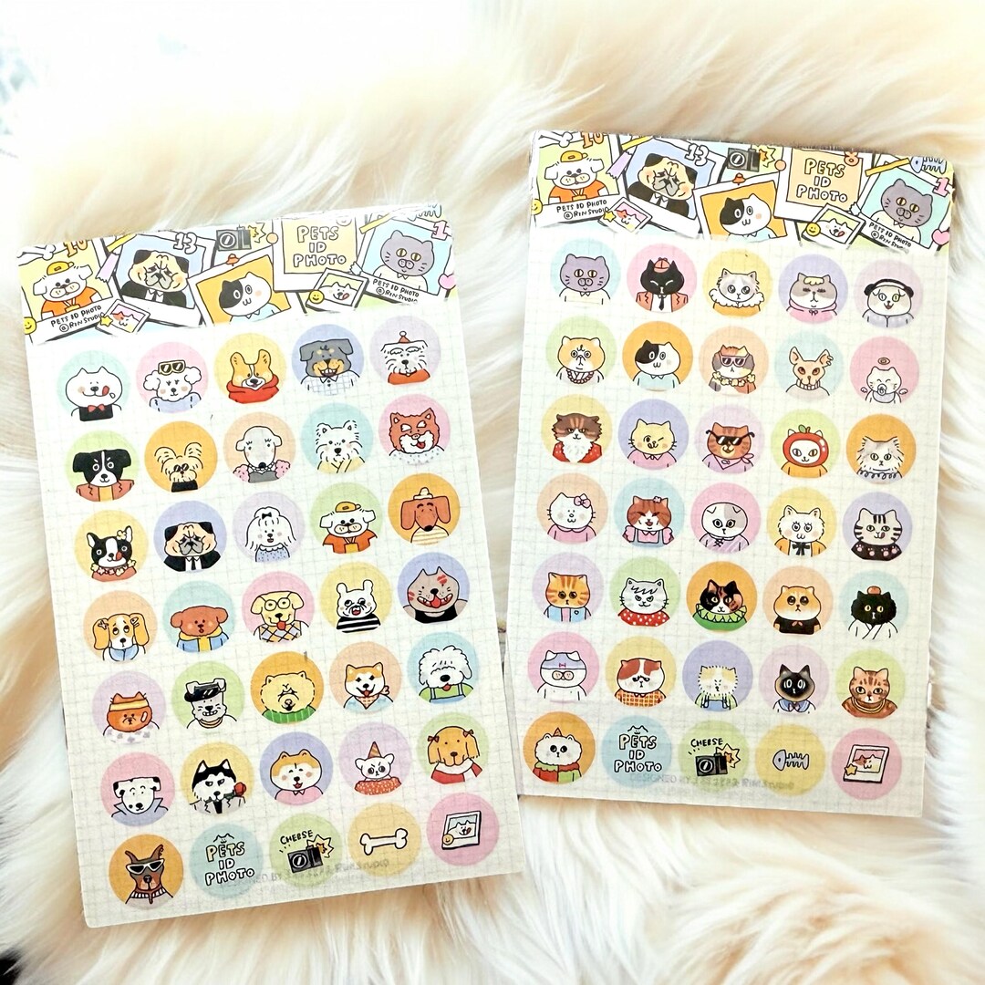 Stickers - Cute Dogs & Cats | Kawaii Stationery for Journaling | Pet ID ...
