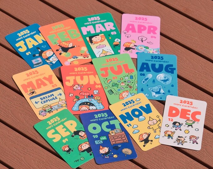 2025 Mini Calendar, 2025 Card Calendar, Monthly Calendar, Kawaii ...