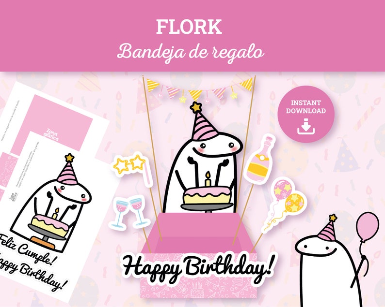 Flork cumpleaños, bandeja de cumpleaños, regalo de cumpleaños, descarga instantánea, Flork PDF ...