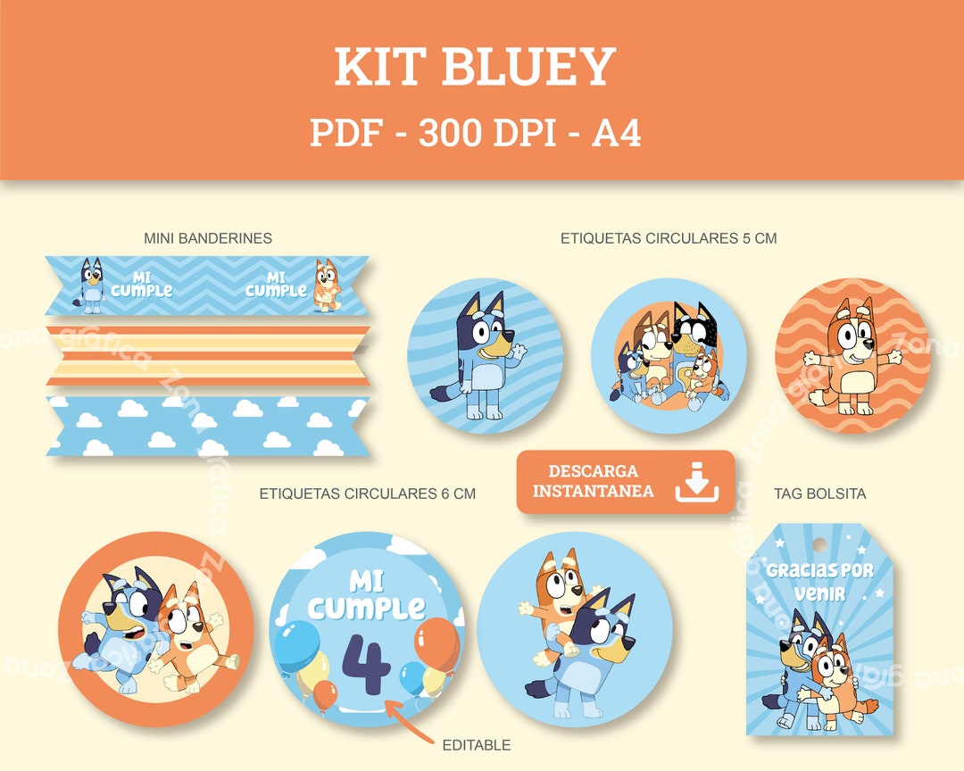 Kit De Cumpleaños Bluey, Kit De Fiesta Imprimible, Cumpleaños De Bluey ...