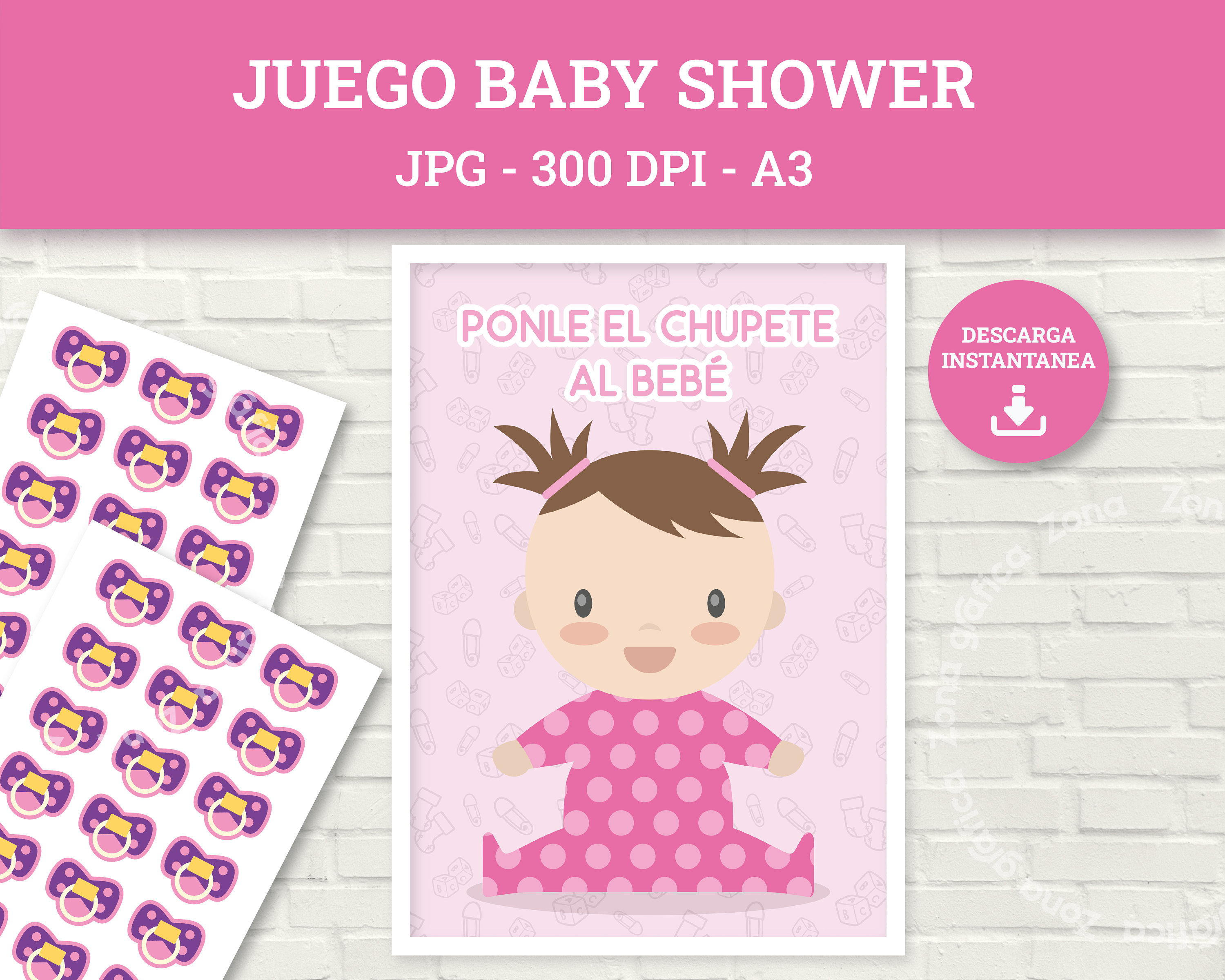 Juego Baby Shower, Ponle El Chupete Al Bebé, Juegos Baby Shower Español ...
