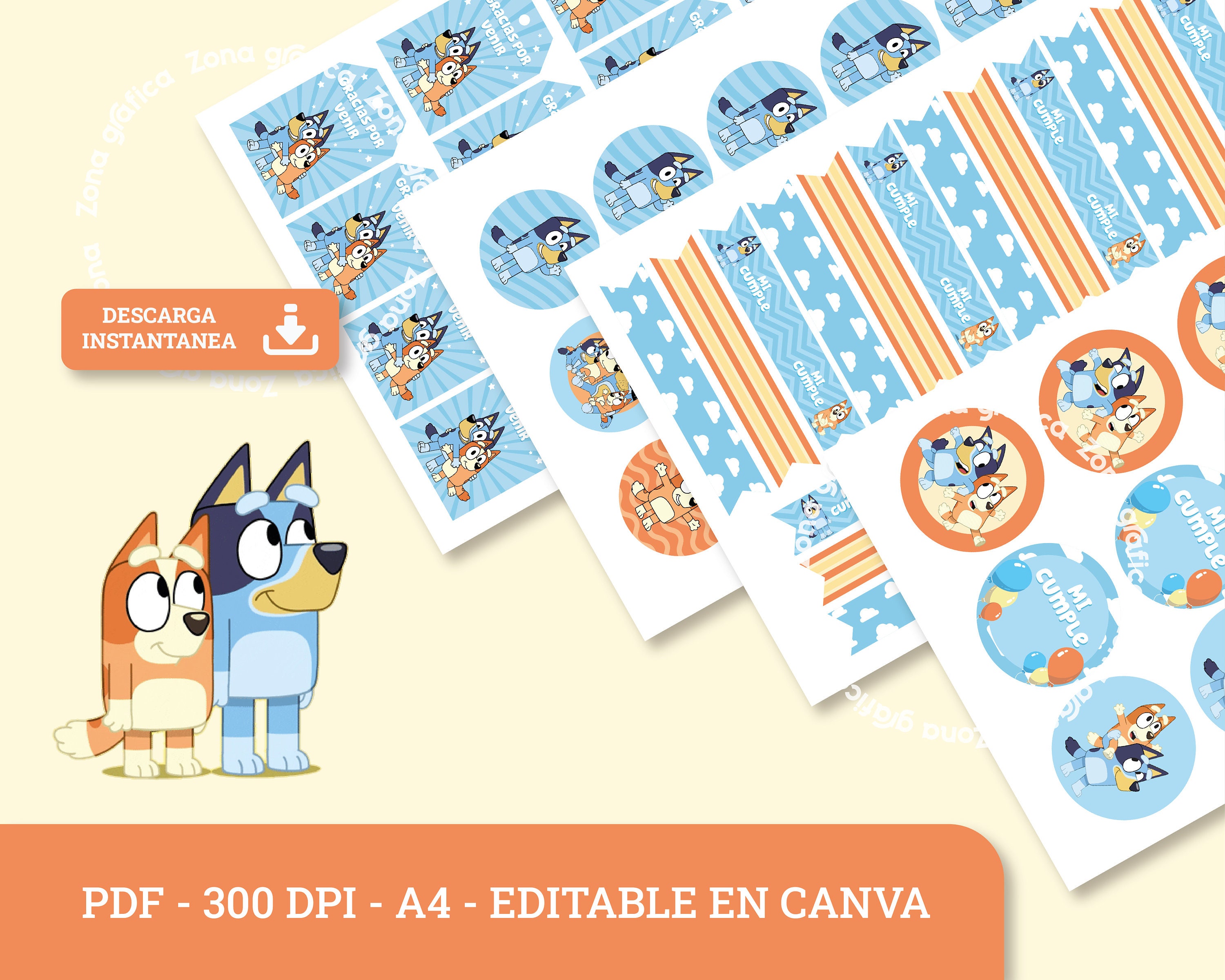 Kit De Cumpleaños Bluey, Kit De Fiesta Imprimible, Cumpleaños De Bluey ...