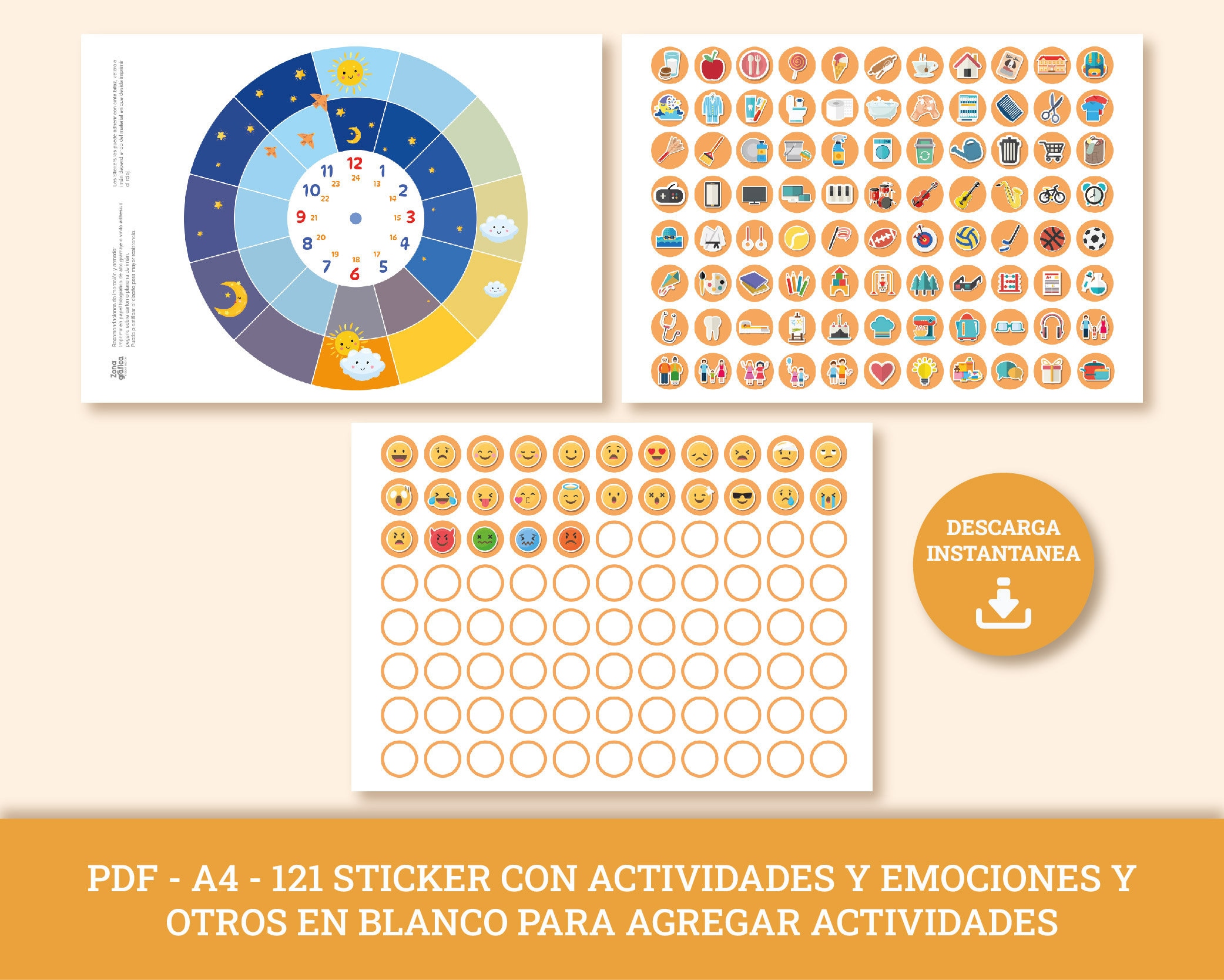 Reloj Infantil, Reloj 24 Horas Para Niños, Reloj Montessori, Reloj Con ...