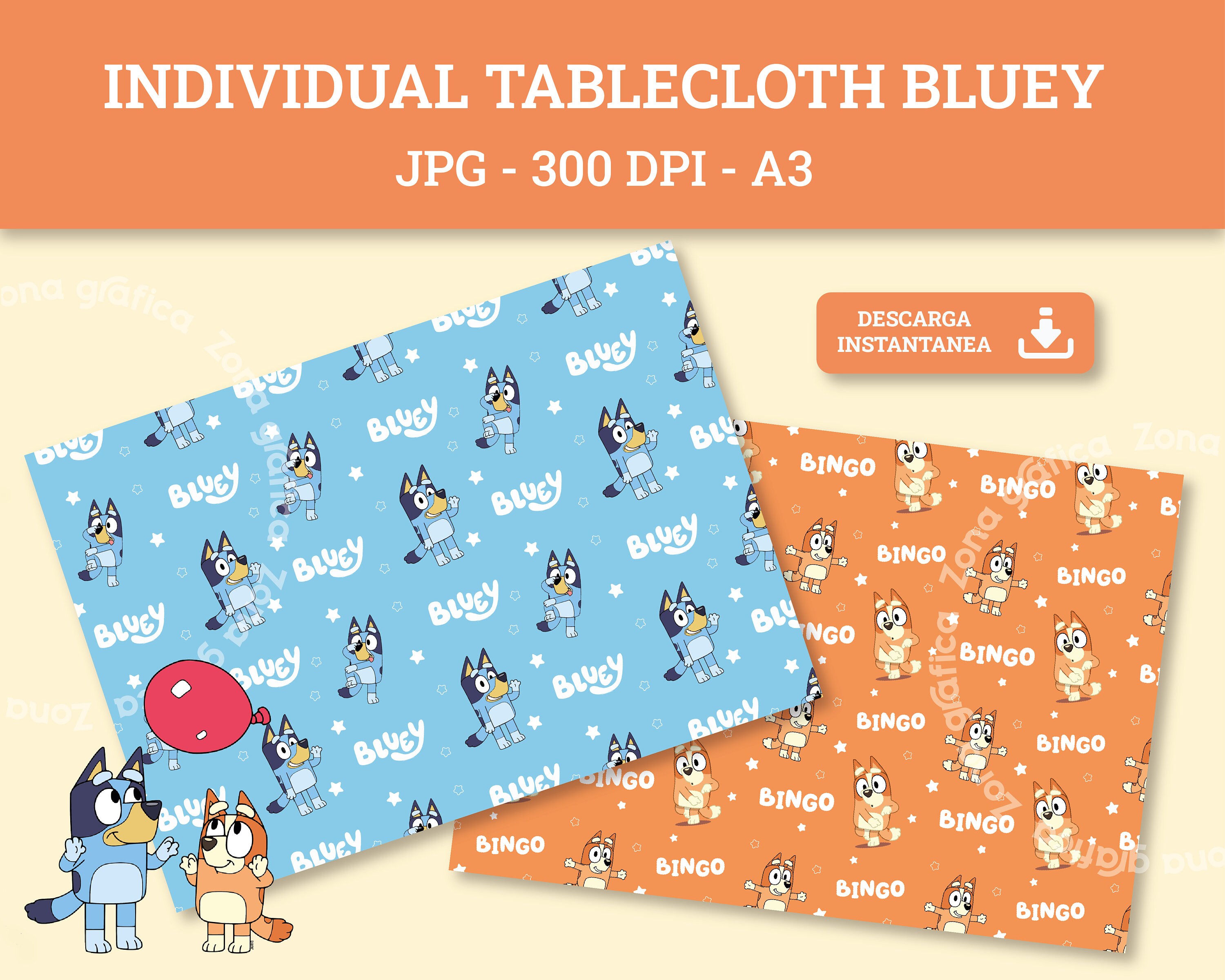 Idividuales Bluey, Set Imprimible Bluey, Bluey PDF, Descarga Instantánea, Decoración De ...