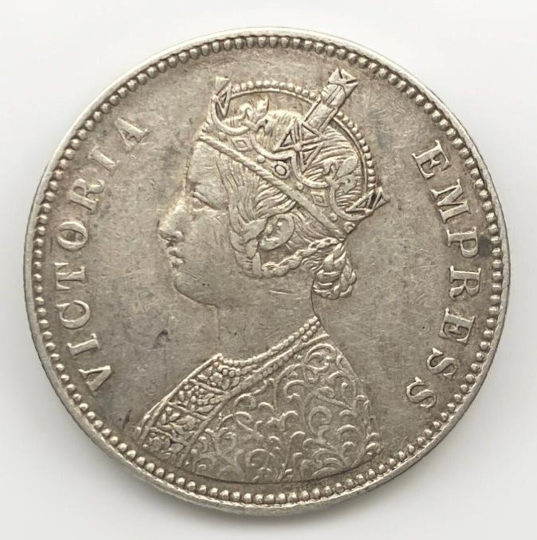 Rare Silver Coin British India 1 Rupee Victoria 1877 S46 - Etsy