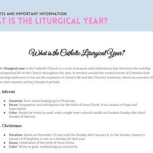 2025 Catholic Liturgical Calendar Guide List Version Printable ...