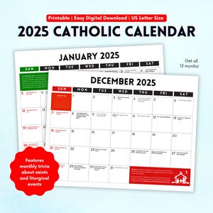 2025 Catholic Calendar Printable PDF | 2025 Litugical Year Guide With ...
