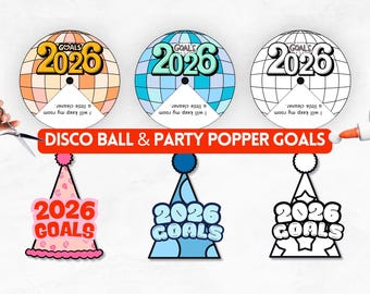 2026 New Year Goal Printable | Kids Disco Ball, Party Popper Craft (PDF ...