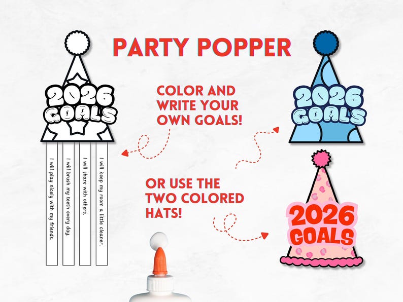 2026 New Year Goals Kids Printable | 2026 Disco Ball Craft | Party ...