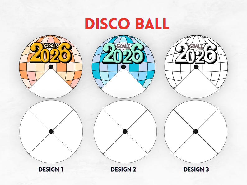 2026 New Year Goals Kids Printable | 2026 Disco Ball Craft | Party ...
