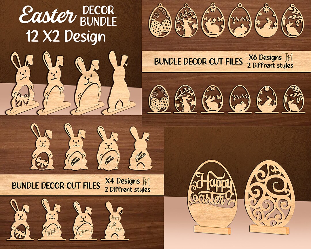 Easter SVG, Easter Laser Cut Svg Bundle, Bunny Ornaments Svg, Easter ...