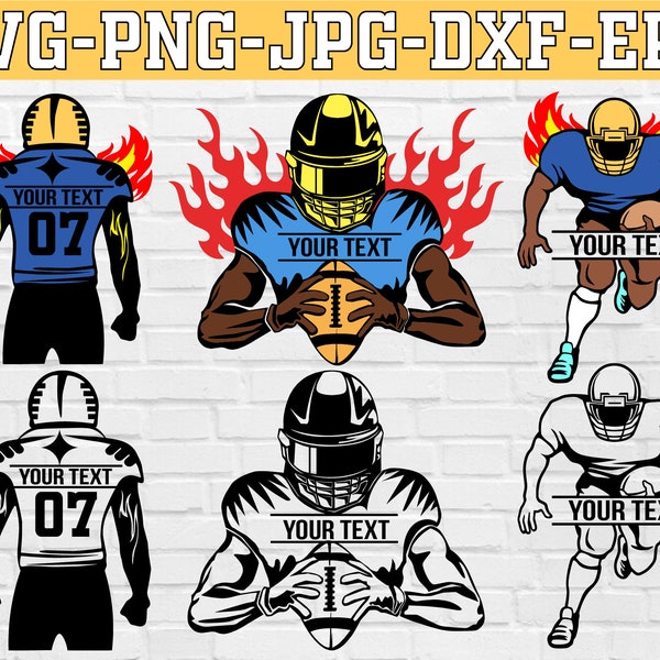 2 Football Player Svg - Etsy