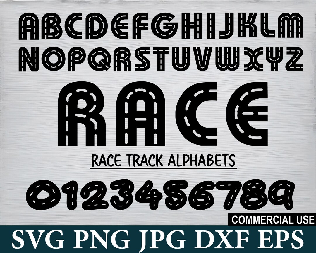 Race Track Alphabet SVG, Construction, Clipart, Racing Font, Speed ...