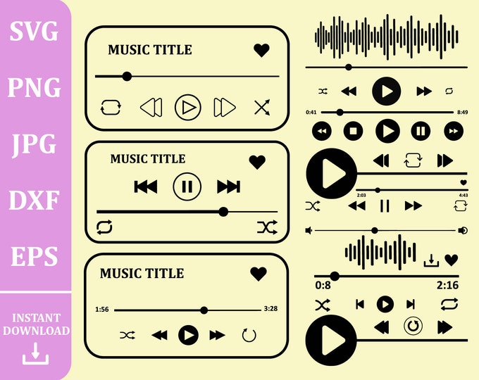Spotify Svg, Music Player Png, Audio Control Buttons Svg, Acrilic Song ...