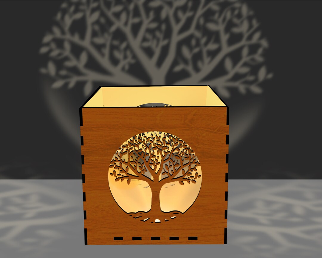 Tree of Life Tea Light Lantern SVG, Wooden Candle Stick Lamp Svg, Pdf ...
