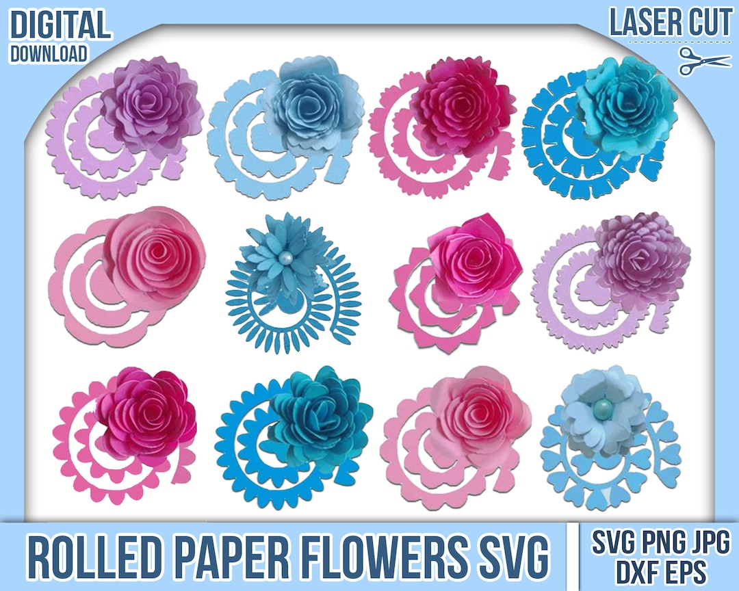 Rolled Flower Svg, Rolled Flower Template, Paper Flower, 3d Flower Svg ...
