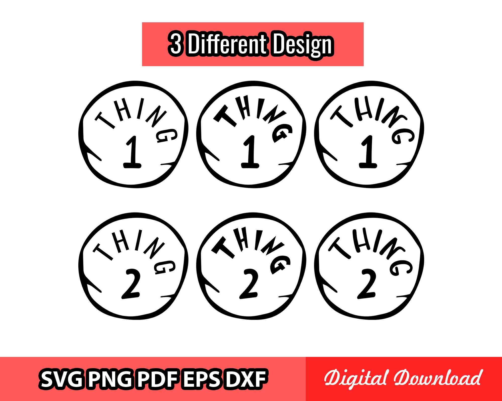 Thing 1 Thing 2 Svg, Layered Svg Files, Bundle the Thing, Font Files ...
