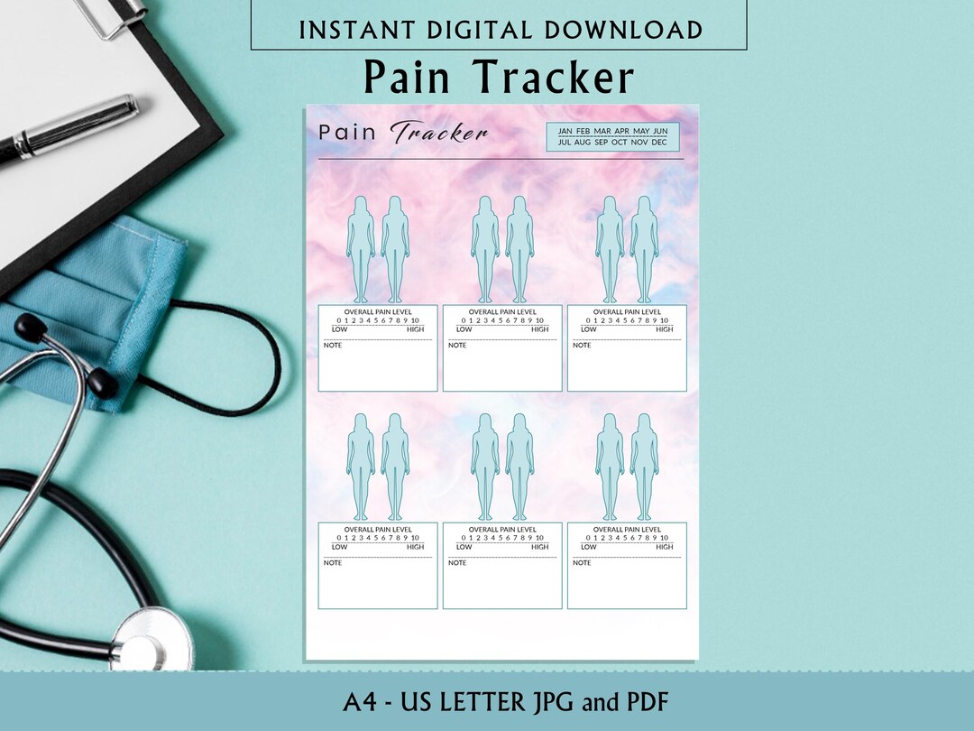 Pain Tracker Printable, Chronic Illness Journal, Body Pain Log, Health ...