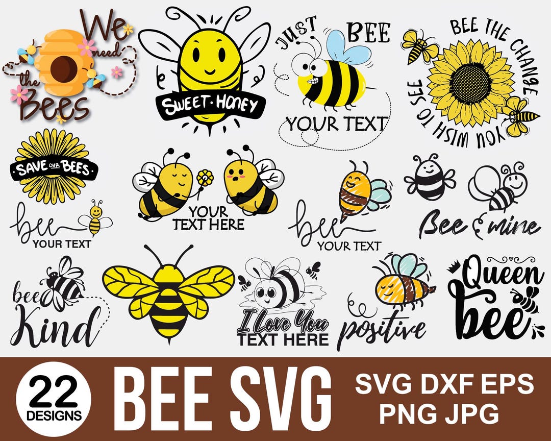 Bee SVG Bundle, Honey Bee SVG, Honeycomb SVG, Queen Bee Svg, Bee Happy ...