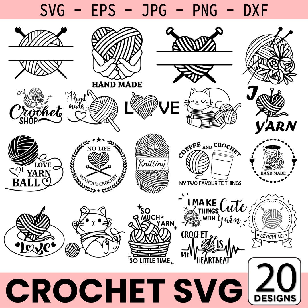 Crochet Svg Bundle Cricut Cut File, Free Commercial Use Crochet Png ...