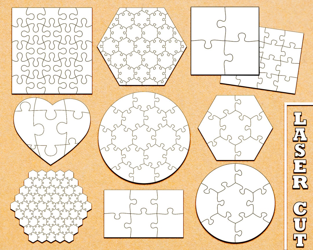 Jigsaw Puzzle SVG, Laser Cut File Puzzle Set, Puzzle Pieces Bundle ...