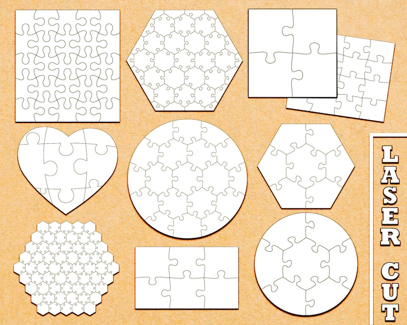 Jigsaw Puzzle SVG, Laser Cut File Puzzle Set, Puzzle Pieces Bundle ...