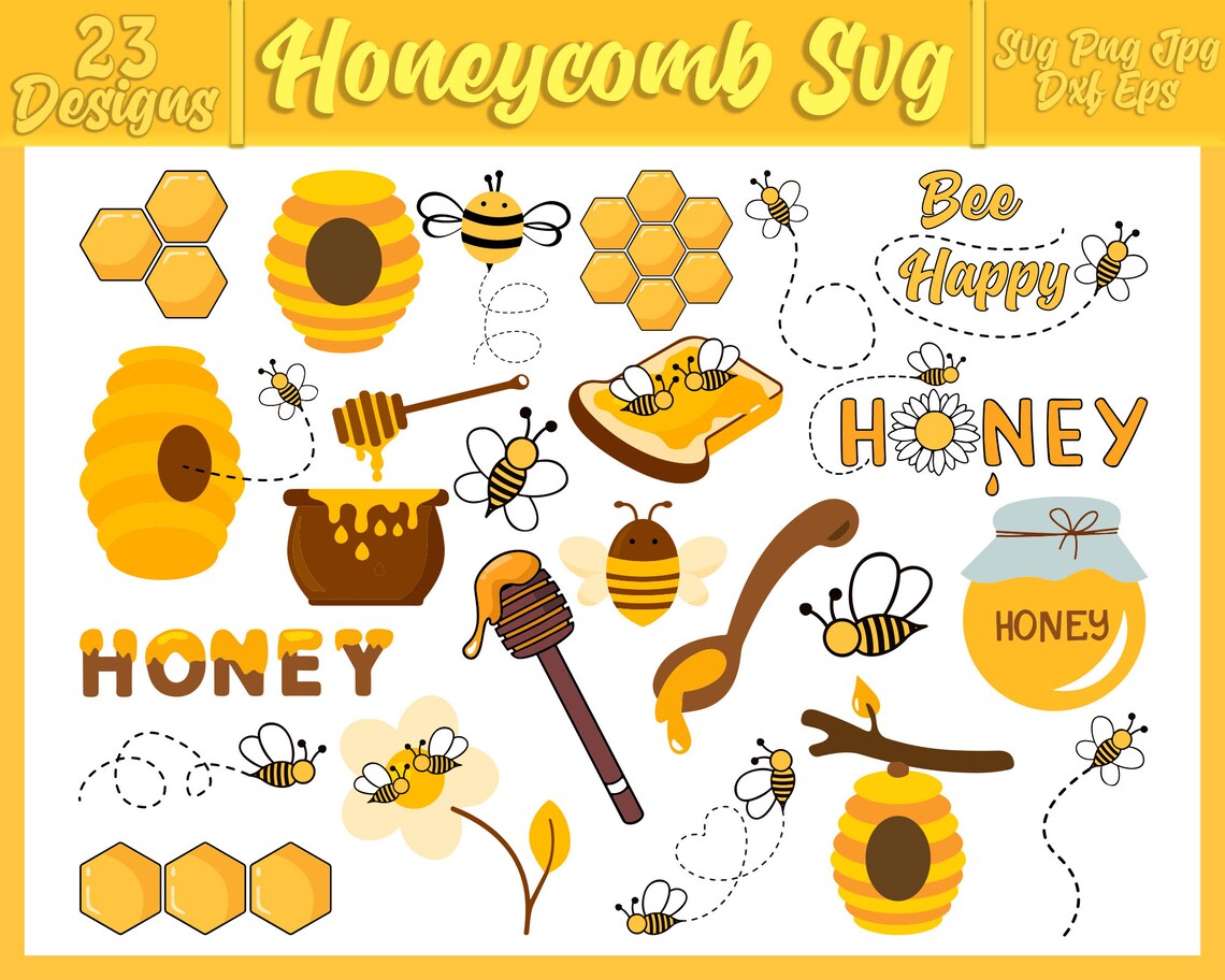 Honeycomb Svg, Bee Hive Svg, Bee SVG, Honey SVG, Honeycomb Svg Bundle ...