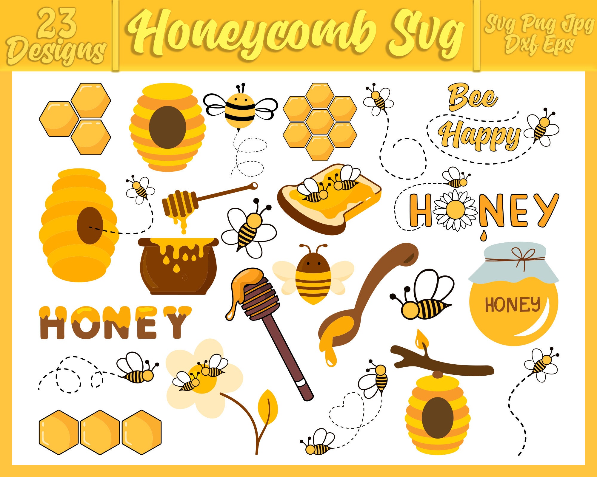 Honeycomb Svg, Bee Hive Svg, Bee SVG, Honey SVG, Honeycomb Svg Bundle, Bumble Bee, Cricut ...