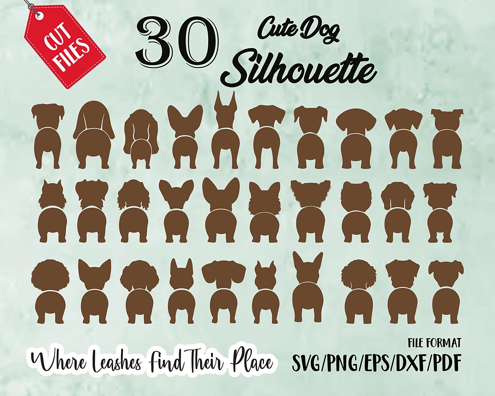 30 Dog Leash SVG Bundle | Dog Leash Holder and Hook | Dog Butt and ...