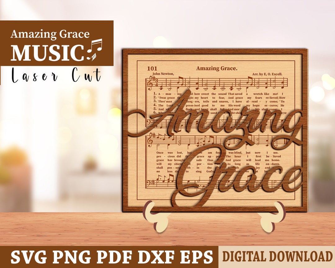 Amazing Grace Laser SVG .pdf .png, Cricut, Silhouette Laser Cut File ...