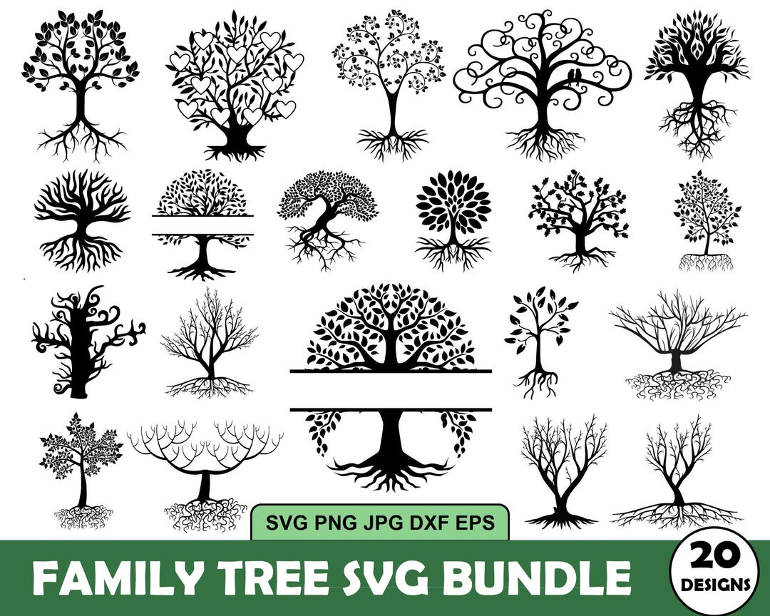 Family Tree Bundle SVG, Family Tree Designs SVG, Tree With Roots SVG ...