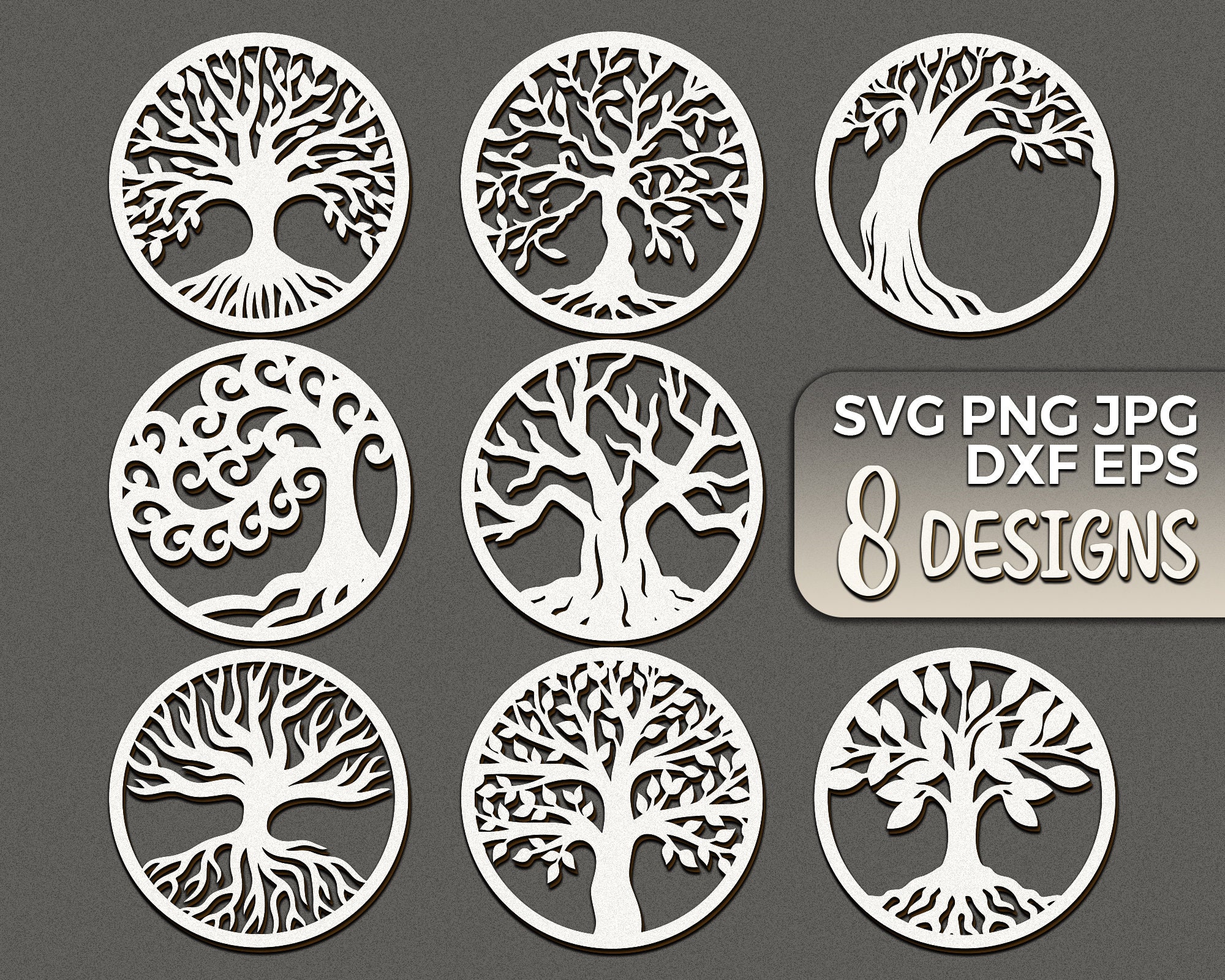 Tree Laser Cut Svg Files, Tree of Life Clipart, Vector Files for Wood ...