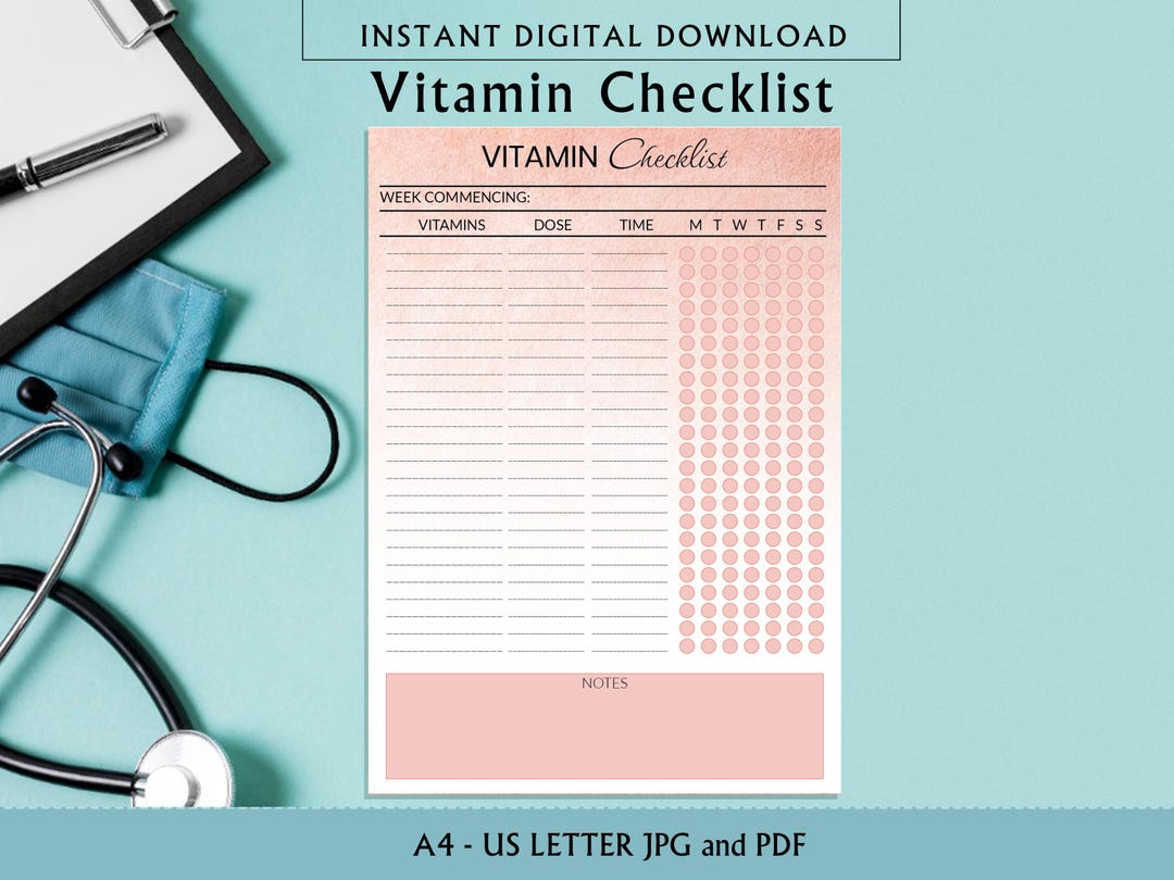 Daily Vitamin Tracker Printable, Daily Routine Planner Printable ...