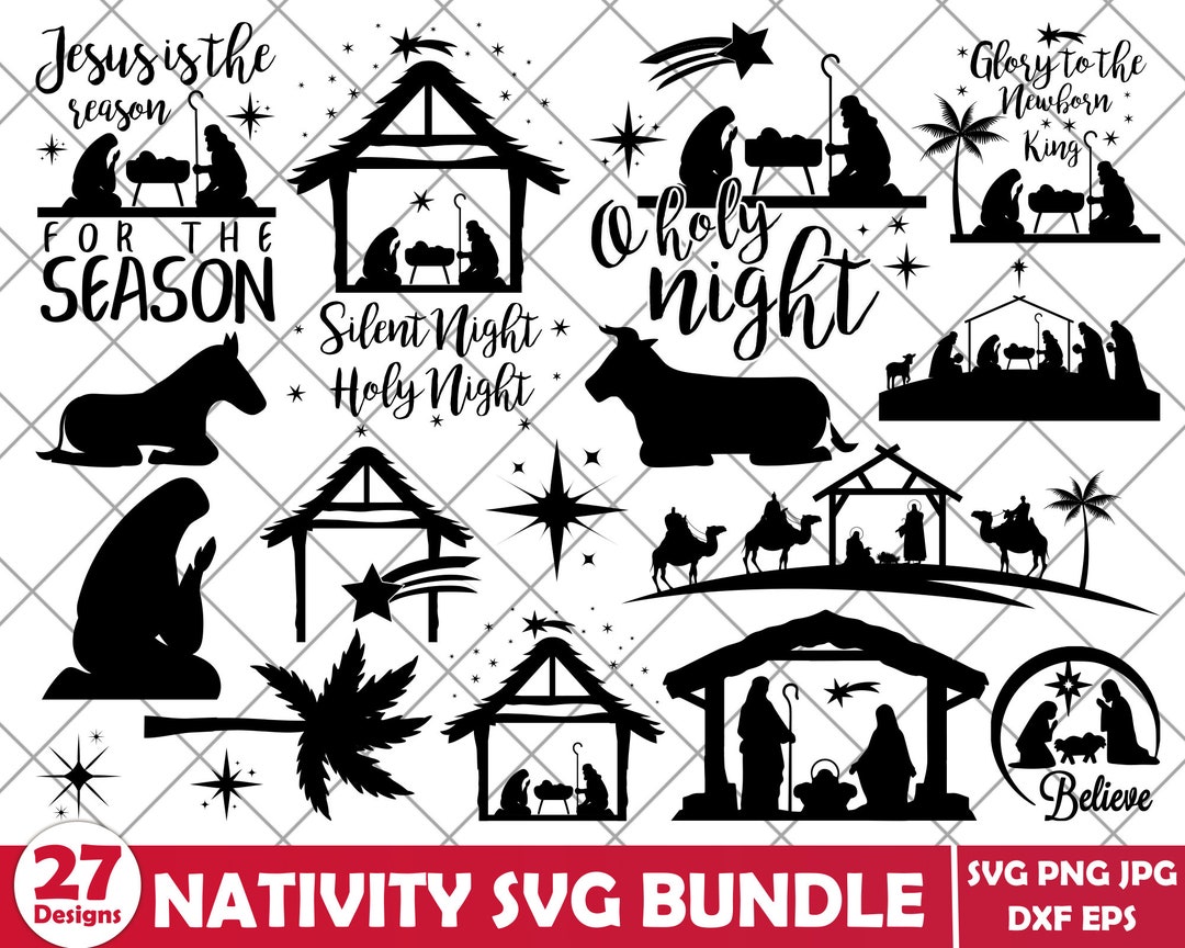Nativity Svg Bundle Laser Cut File, Freestanding Rattan Nativity ...