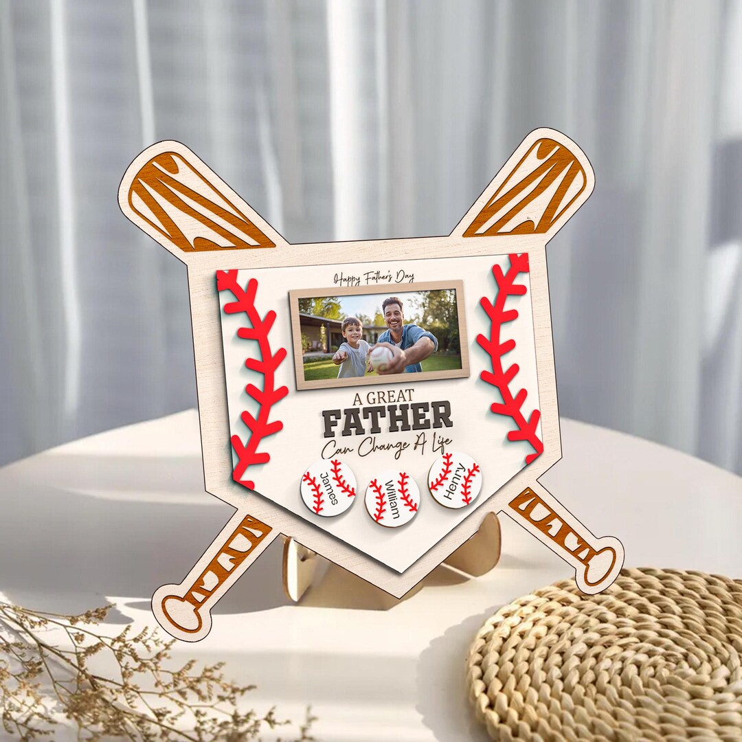Personalized Best Dad Baseball Photo Frame, Personalized Dad's Name ...