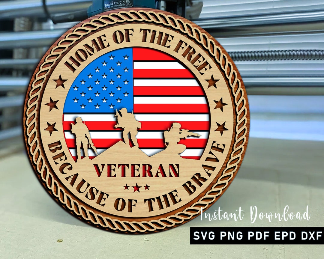 Veteran Plaque 3 Layer, Digital Files for Laser Engraving, Glowforge ...