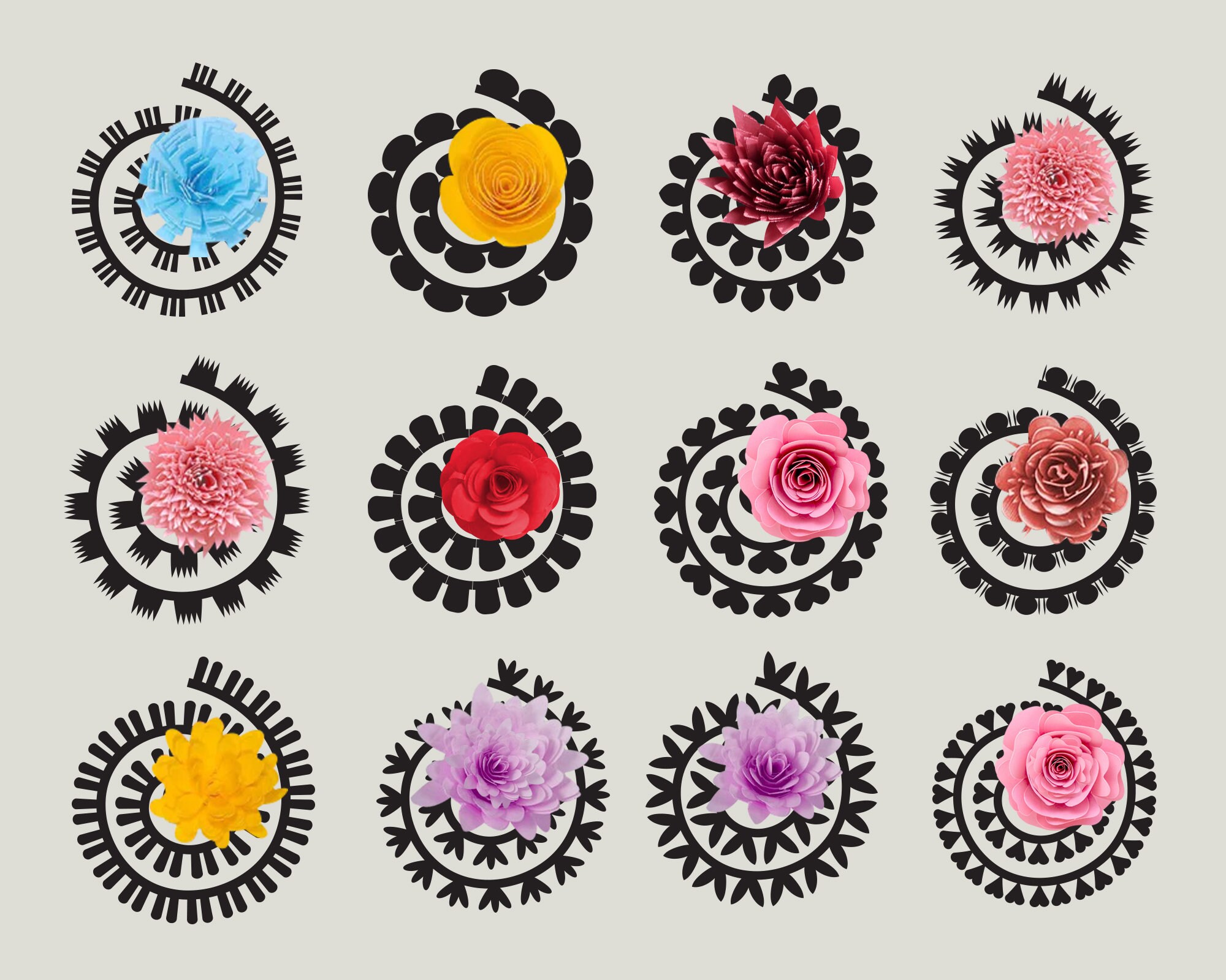 Paper Rolled Flower SVG, Rolled Flower Svg, Rolled Flower Template, 3d ...