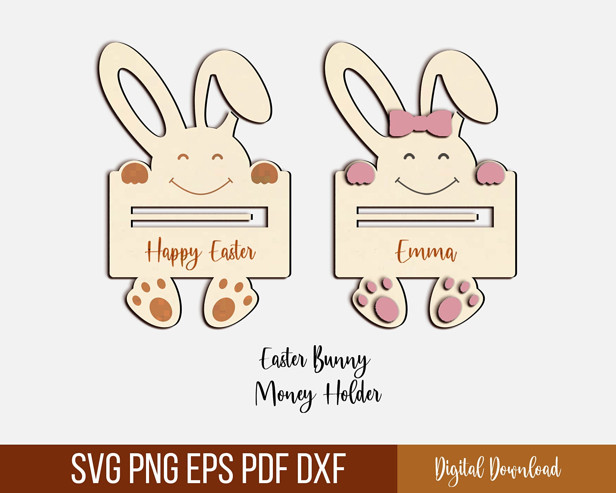 Easter Bunny Money Holder Svg, Easter Bunny Money Holder Laser Cut File ...