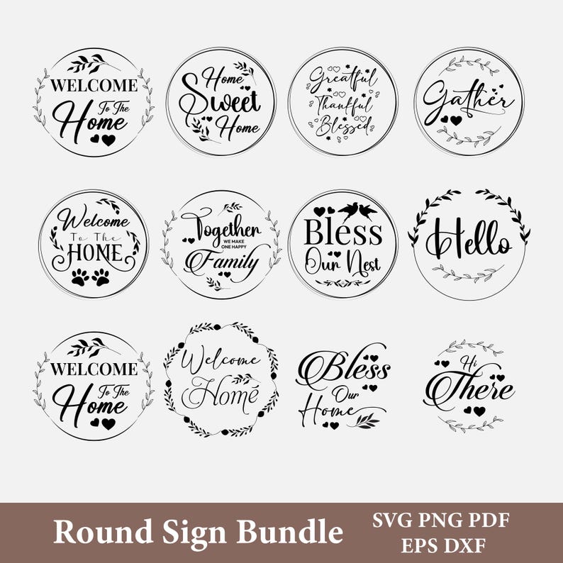 Round Sign Svg Bundle, Monogram Svg, Welcome Sign Svg, Porch Sign SVG ...