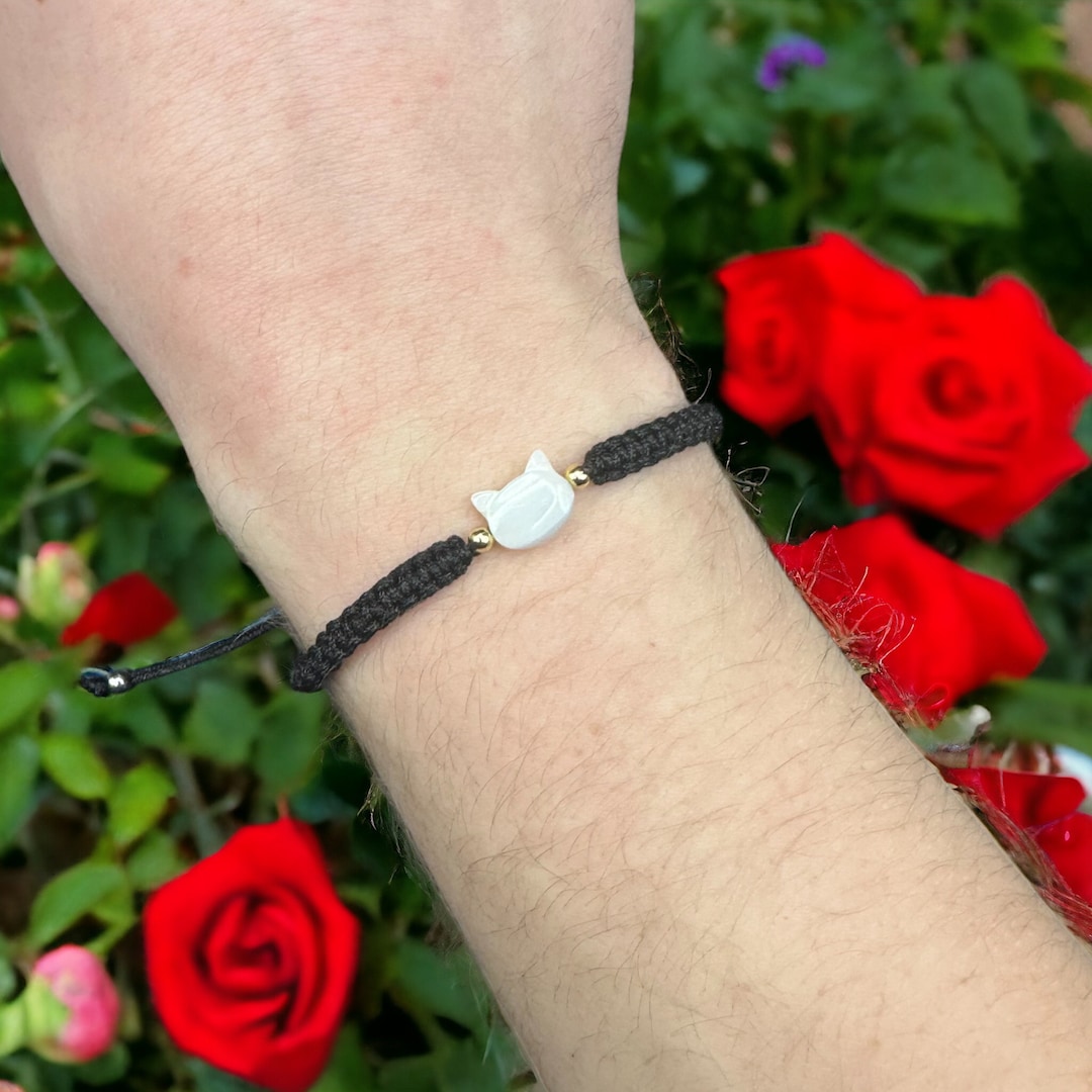 Cute Moonstone Cat Bracelet Adjustable Matching Couples Bracelets ...