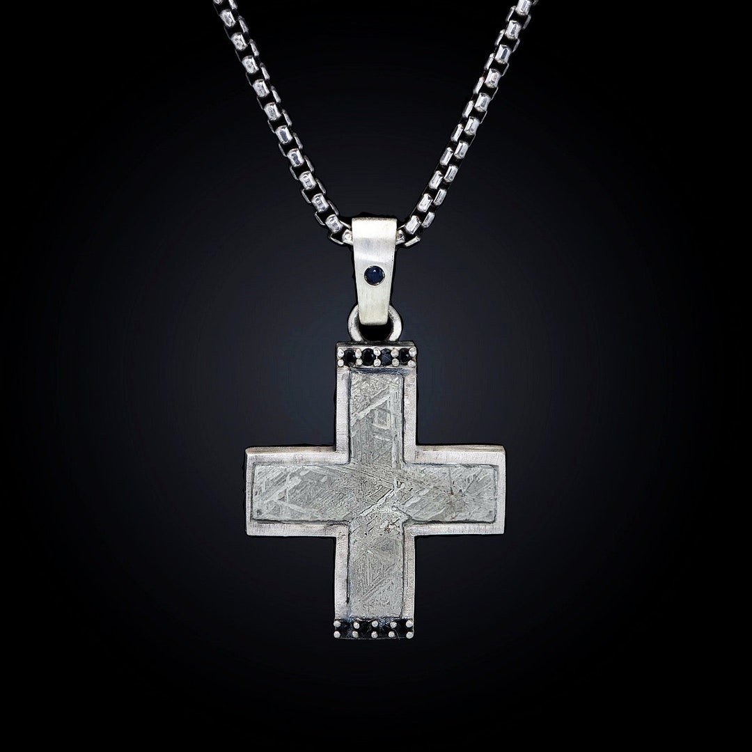 METEORITE CROSS: Unique Solid Sterling Silver Pendant Featuring ...